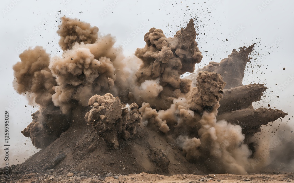 Dramatic Dust Cloud from Controlled Demolition Explosion Earthworks and ...