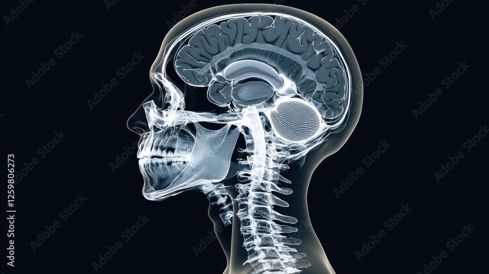 X-ray imaging of human skull and brain structure medical research ...
