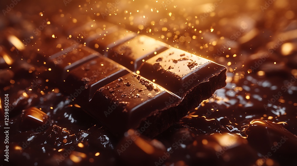 Chocolate bar snapping apart in stunning detail, molten fudge rippling ...