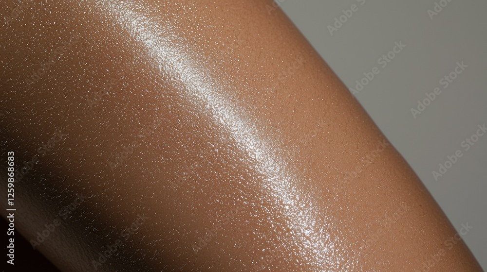 Close-up of a person's arm. the skin appears to be smooth and shiny ...