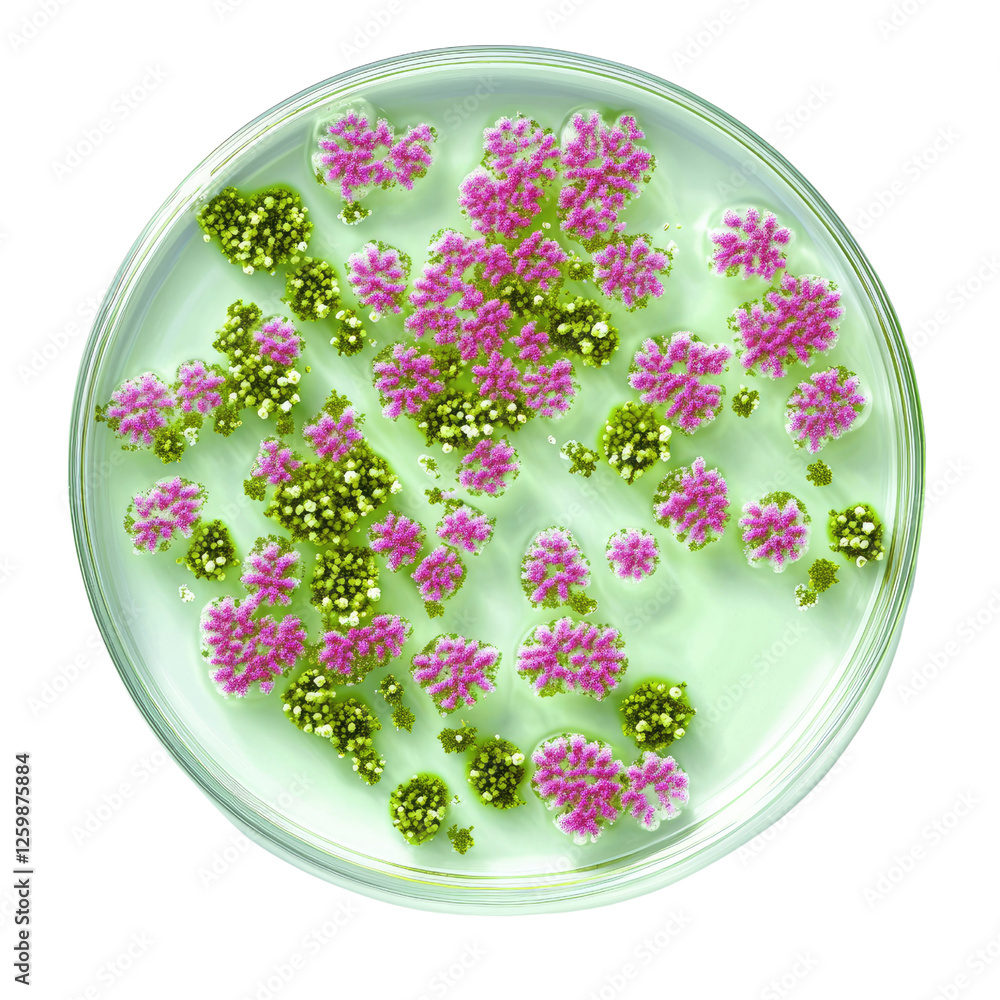 Colorful Microbial Growth on Agar Plate in Laboratory Setting ...