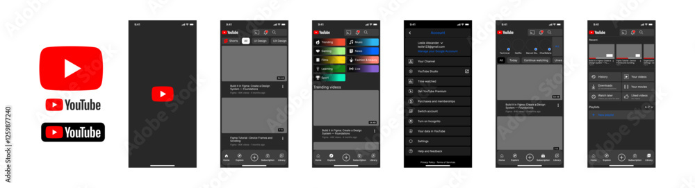 Youtube multimedia player window template. Youtube video template set ...
