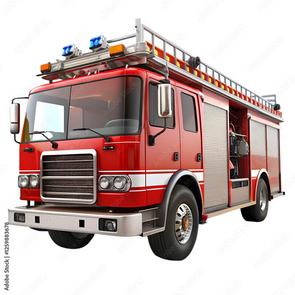 Classic red firetruck emergency vehicle rescue service powerful machine ...