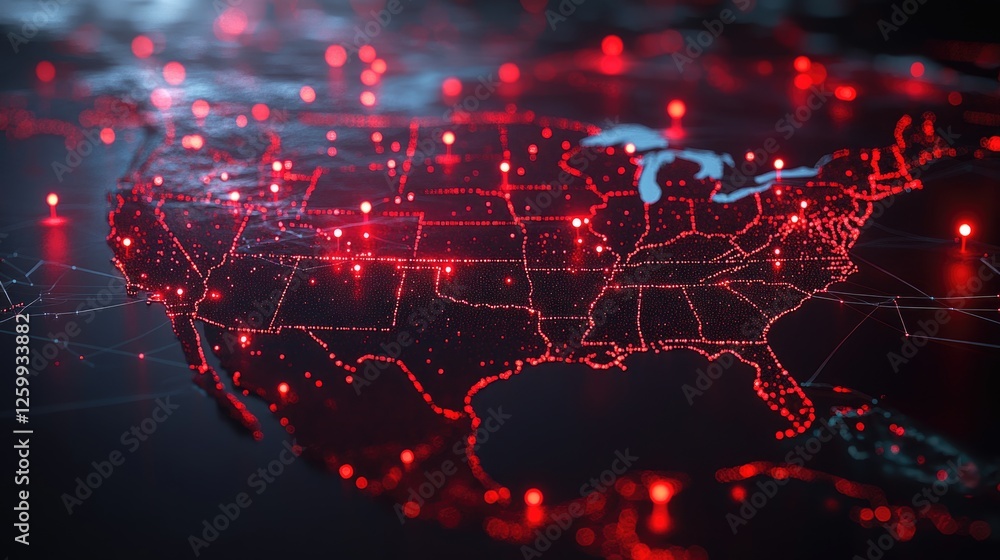 Digital Network Map of the United States: A digital network map of the ...