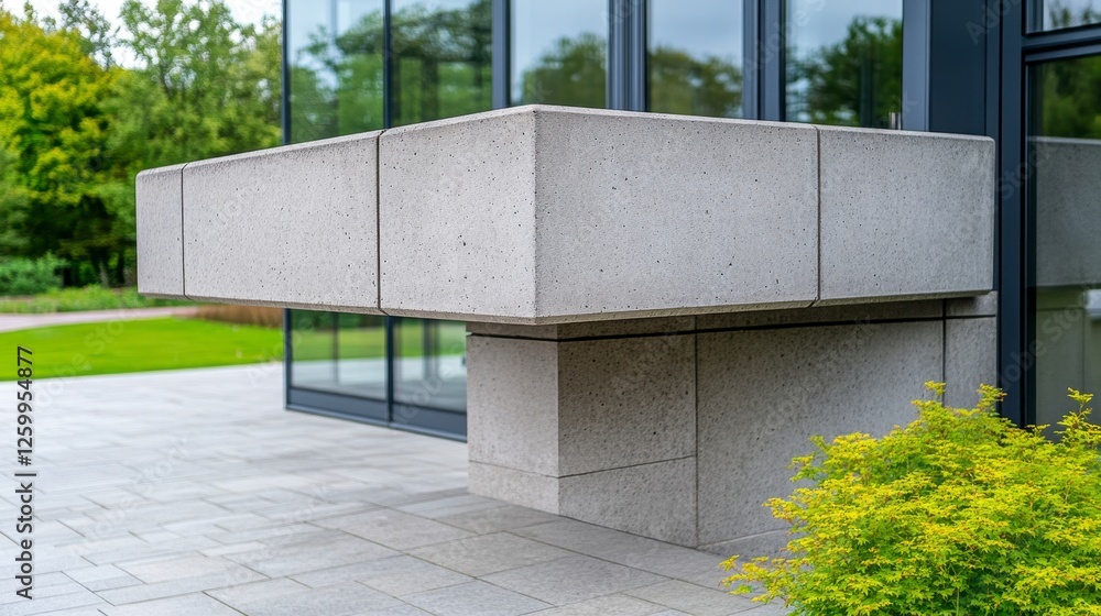 Contemporary architectural structure with floating concrete slab and ...