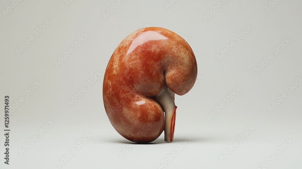 Realistic photograph of an isolated human kidney on a solid, stark ...