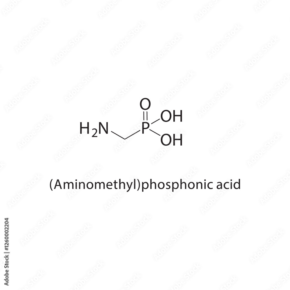 (Aminomethyl)phosphonic acid skeletal structure.Phosphonic acid ...