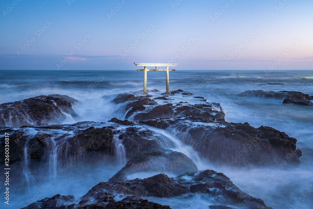 Torii gate of the Oarai Isosaki Shrine, Ibaraki Prefecture, Japan Stock ...