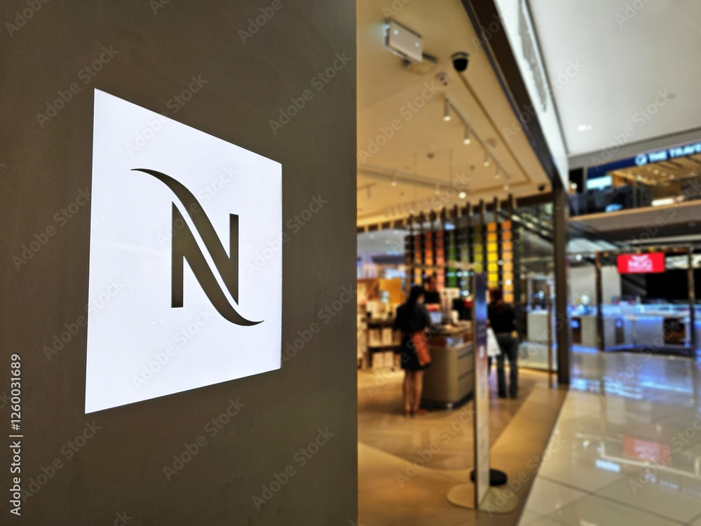 Bangkok, Thailand February 06, 2025 NESPRESSO Sign. NESPRESSO is the ...
