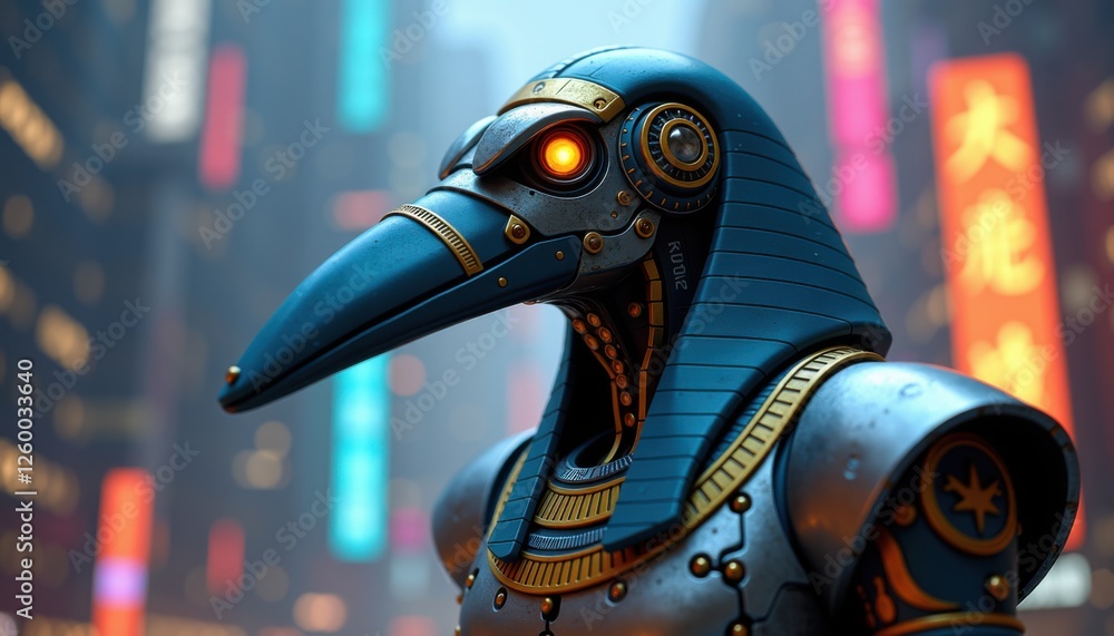 Cybernetic Thoth, the Egyptian God of Wisdom, with Mechanical Ibis Head ...