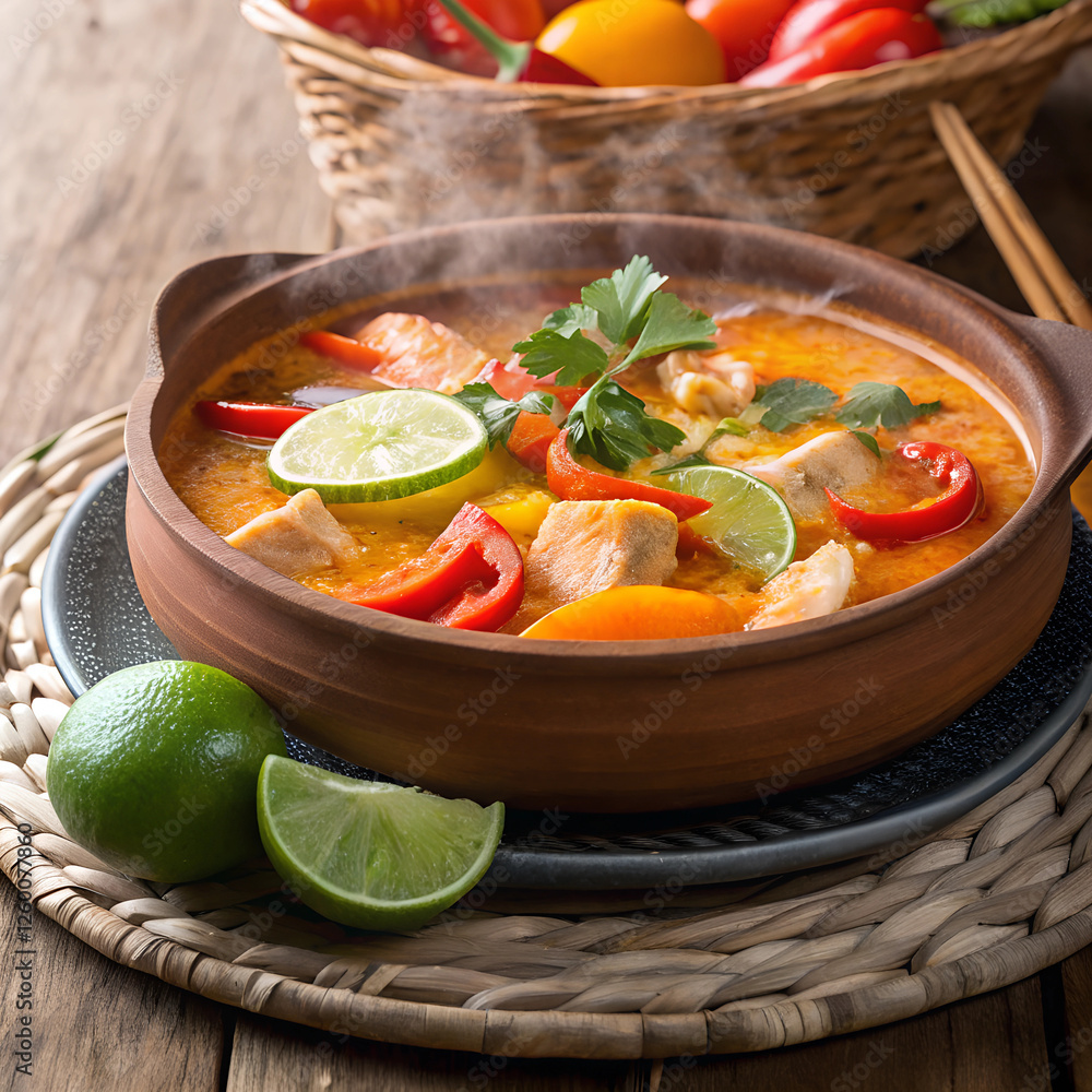 Authentic Moqueca Baiana with shrimp, fish, and coconut milk Stock ...