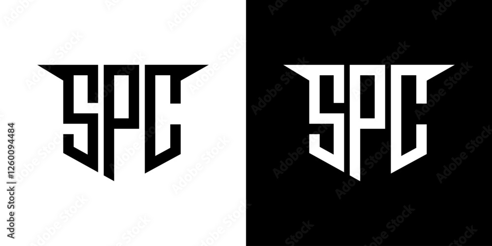 Image vectorielle Stock SPC letter logo design with white background in ...