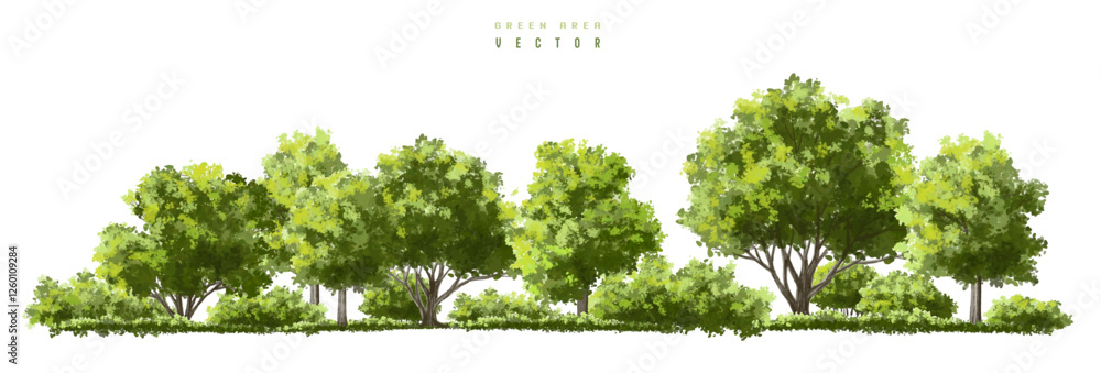 green grass isolated on white background, Vertor set of green tree ...