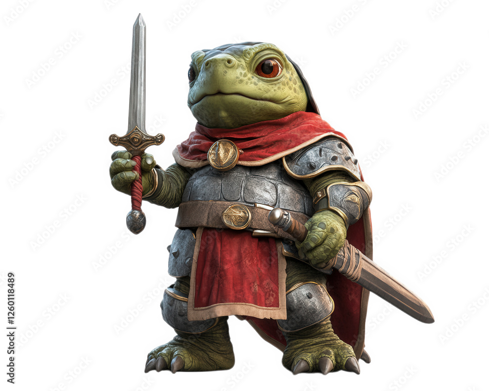 Stock-Foto „turtle dressed as knight, holding tiny sword, exudes ...