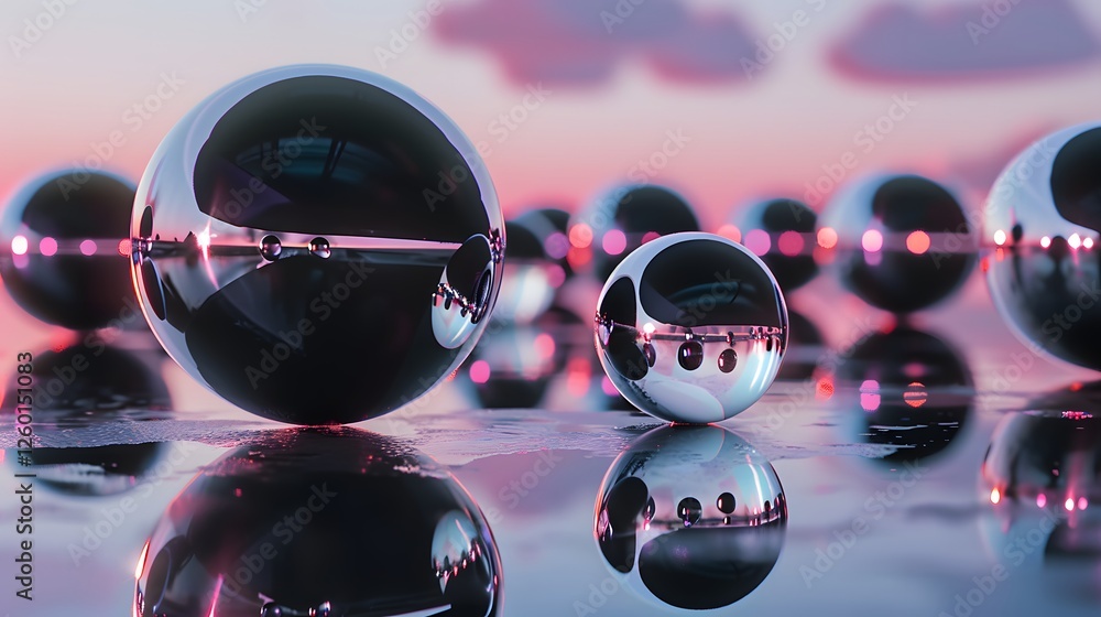 D style minimalistic spheres with reflections dc dd ce df cdd Stock ...
