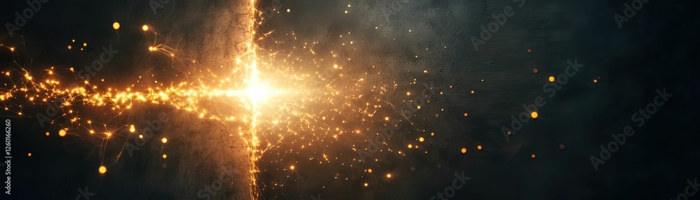 Cyber hack visualization glowing data leak in a compressed scale ...
