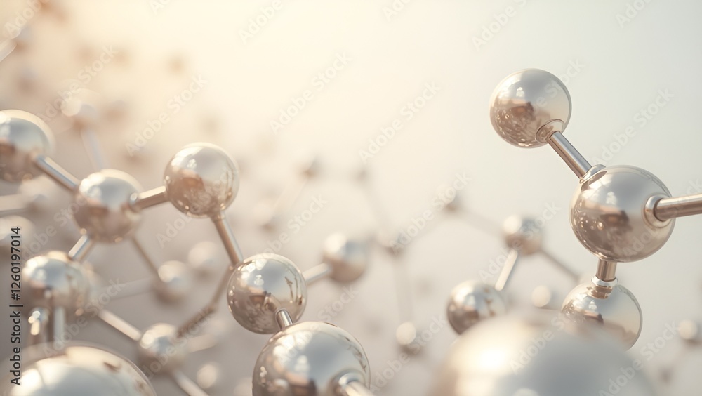Futuristic Molecular Structure Illustration with Neutral Beige and Warm ...
