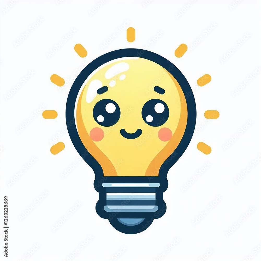 Happy light bulb character for blogs, websites, clipart for gifts ...