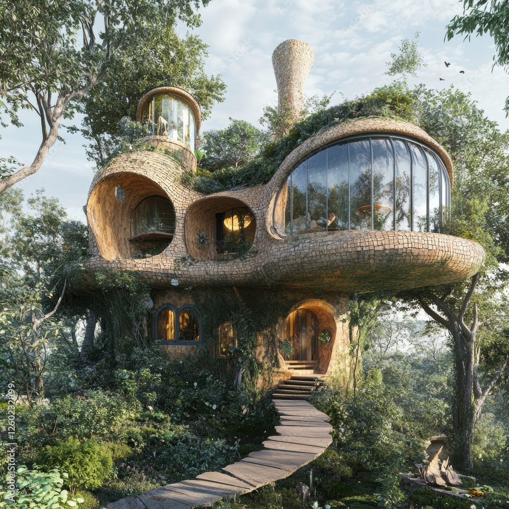 Eco-friendly treehouse design enchanted forest architectural ...