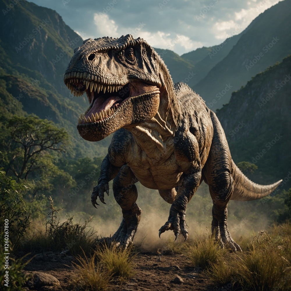Tyrannosaurus rex from ancient predatory prehistoric period. Generative ...