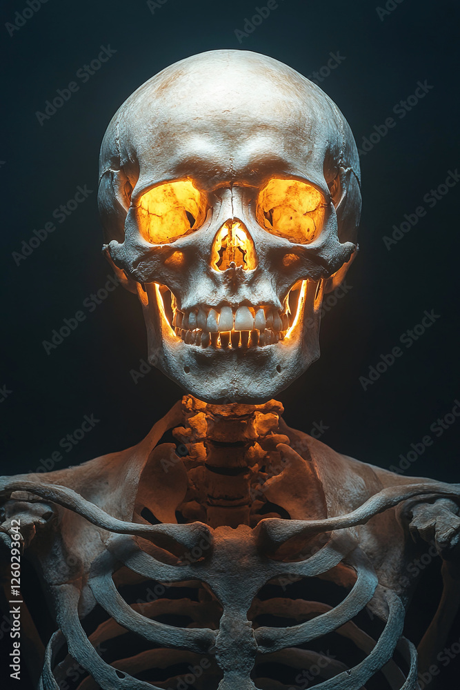Human skeleton illuminated through body showcasing pain joint bone effects in vivid detail Stock ...