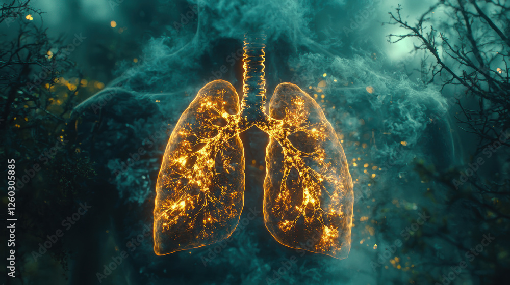Visual representation of human lungs affected by battery acid burns ...