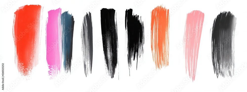 Editable brushstroke vector elements on a white background, versatile ...