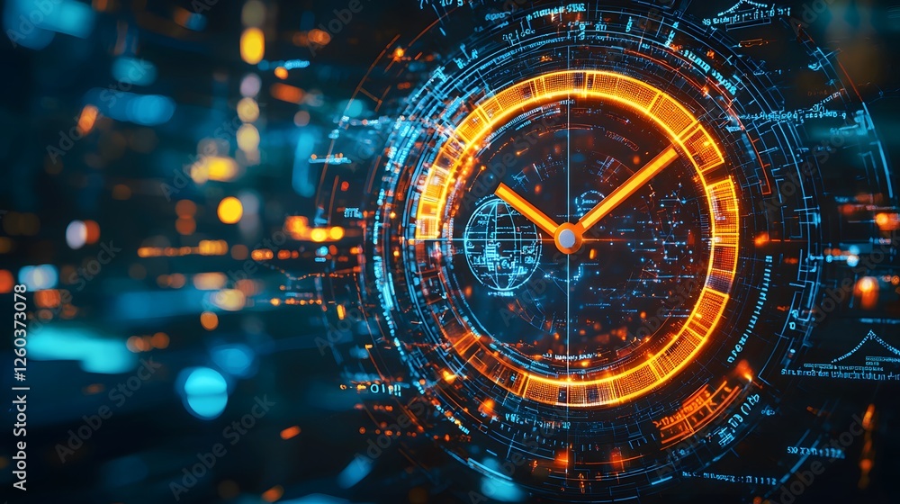 Dynamic clock interface design for background wallpaper futuristic ...