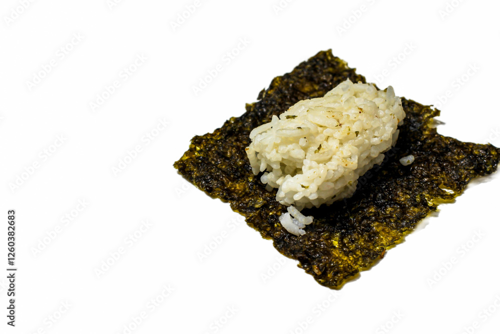 Nori seaweed with rice isolated on white background. Nori Japanese Food ...