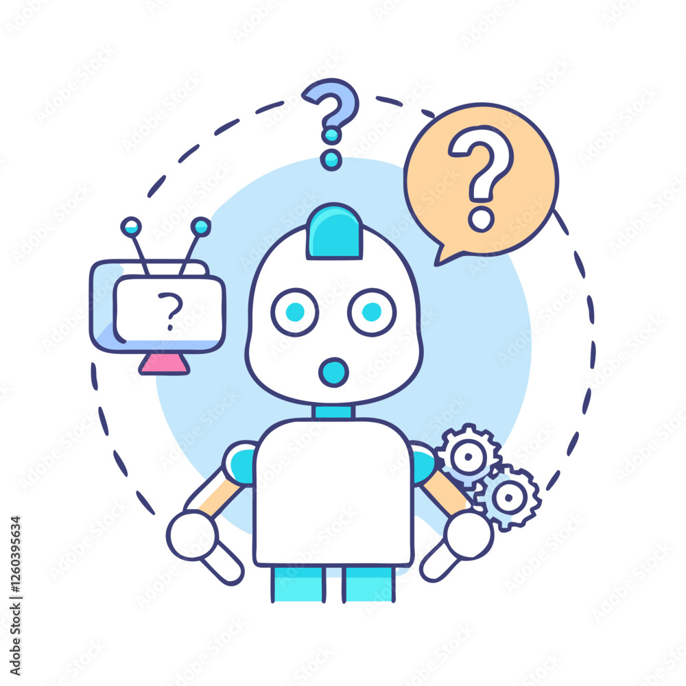 robot with question mark ai query icon, robot with question mark ai ...