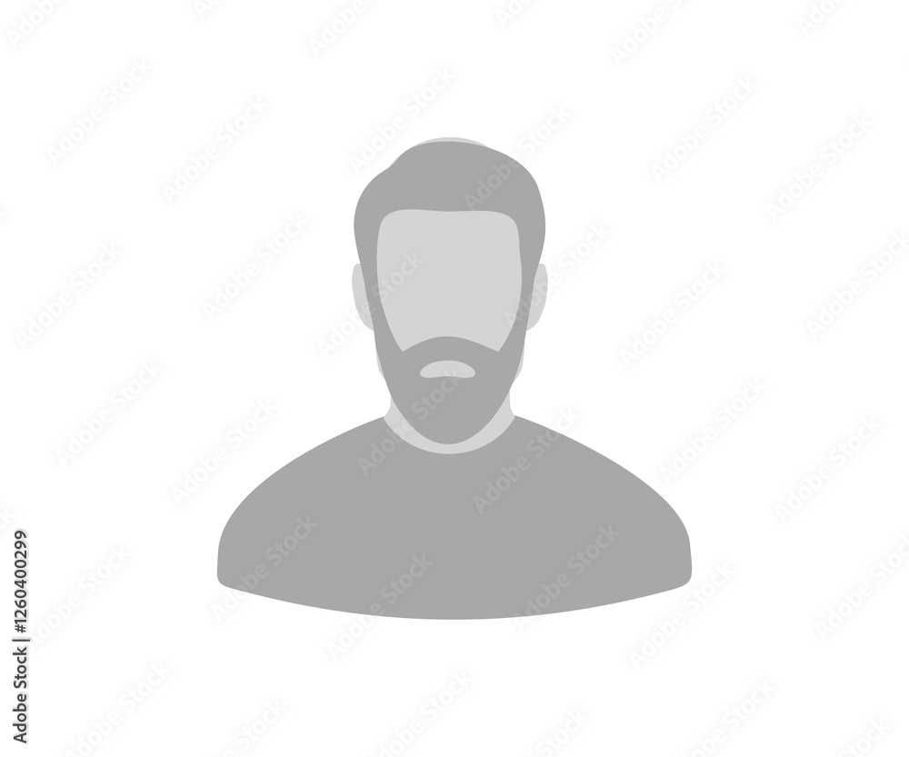 Minimalist bearded male character placeholder avatar. Profile picture ...