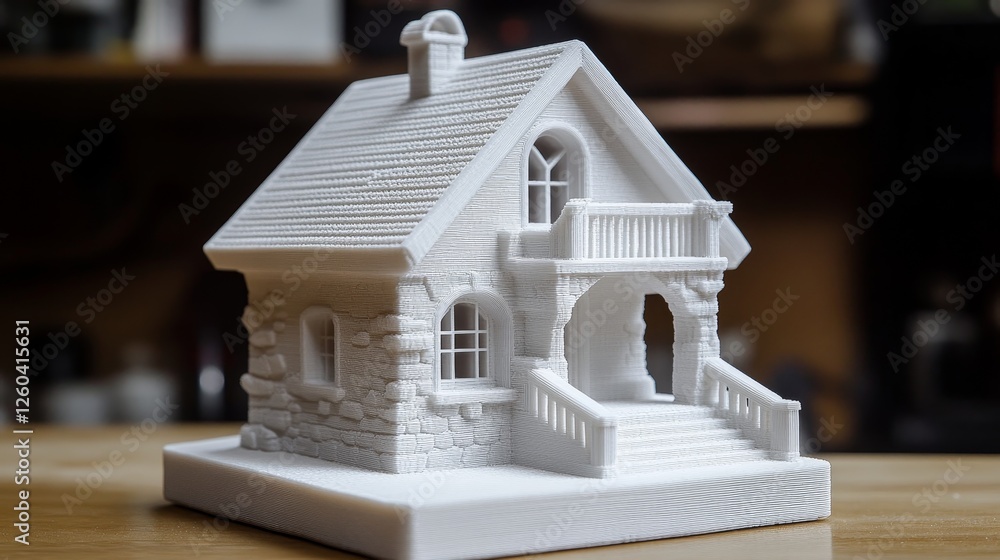 3D printed house model using a white plastic material, designed for use ...