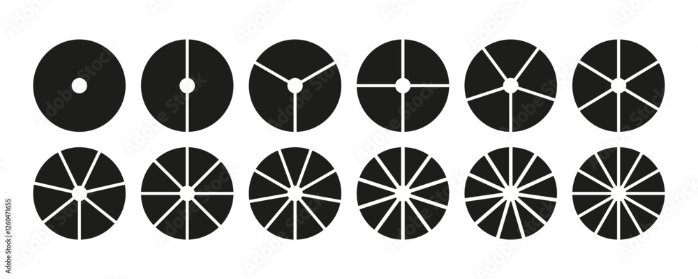 Praca wektorowa bez tantiem: Circle division from 1 to 12 on equal ...