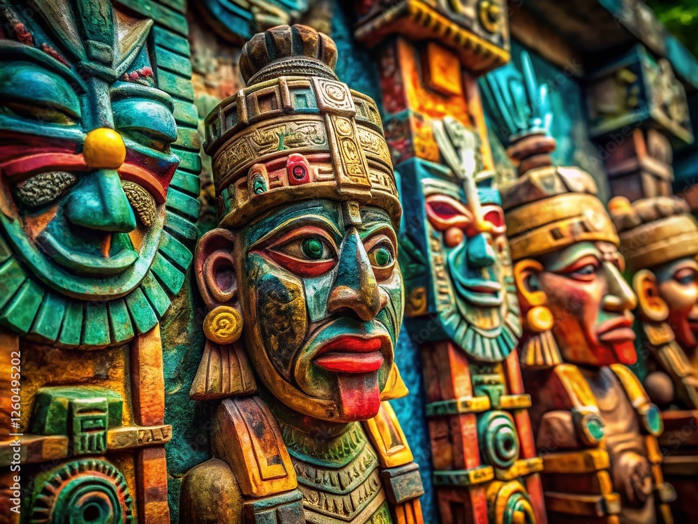 Macro Detail of Ancient Mayan & Aztec Totem Symbols - Intricate ...
