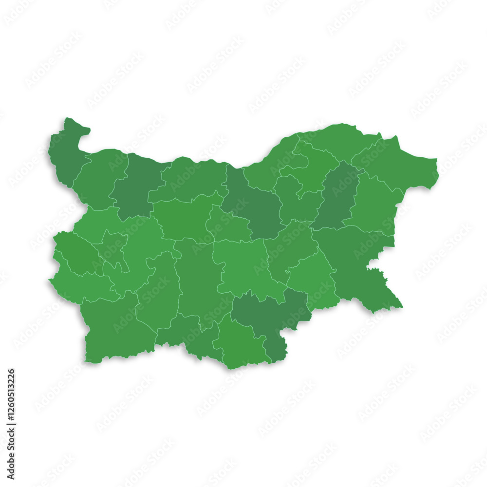 Bulgaria map with border highlighted regions, states, isolated on white ...