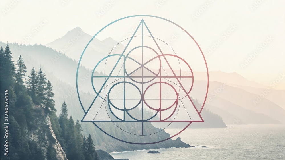 Minimalist line art illustration featuring overlapping geometric shapes ...