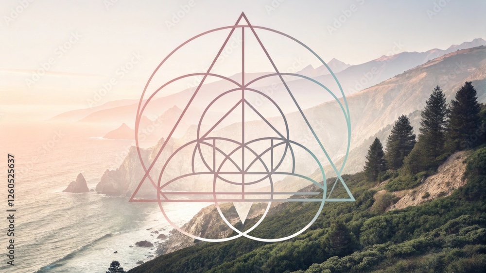 Minimalist line art illustration featuring overlapping geometric shapes ...