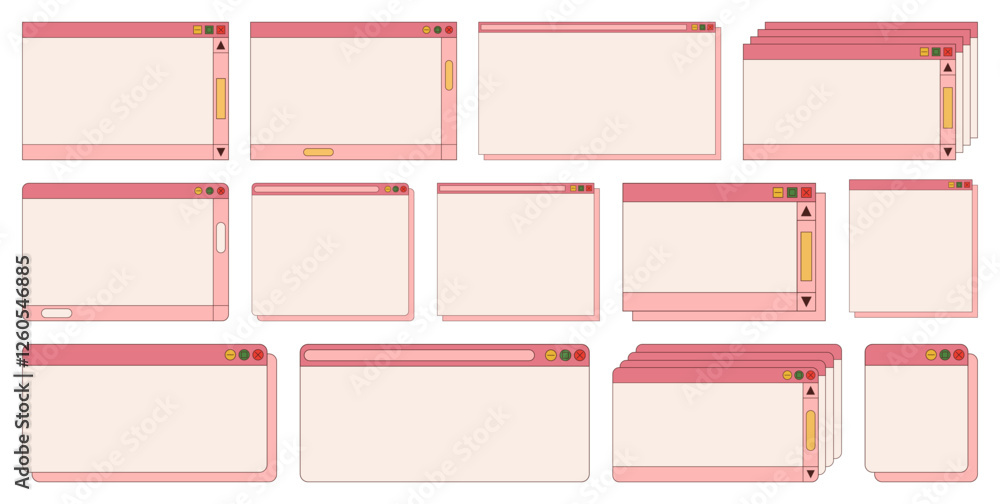 Desktop browser and dialog window templates. Computer user interface ...