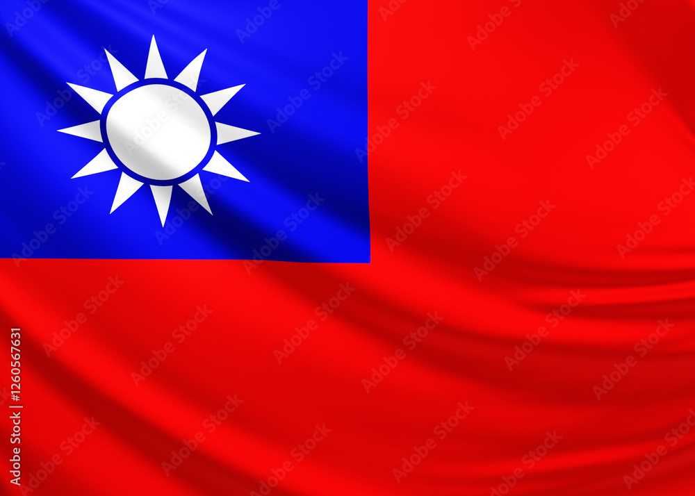 taiwan flag picture, close-up shot of taiwanese nation flag, asian ...