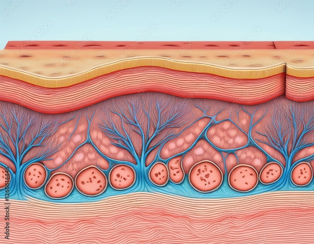 Magnified View of the Human Skin Layers: Epidermis, Dermis, and ...