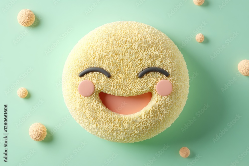 Classic Smiley Face Emoji in Pixel Art Style on Neon Green Background ...