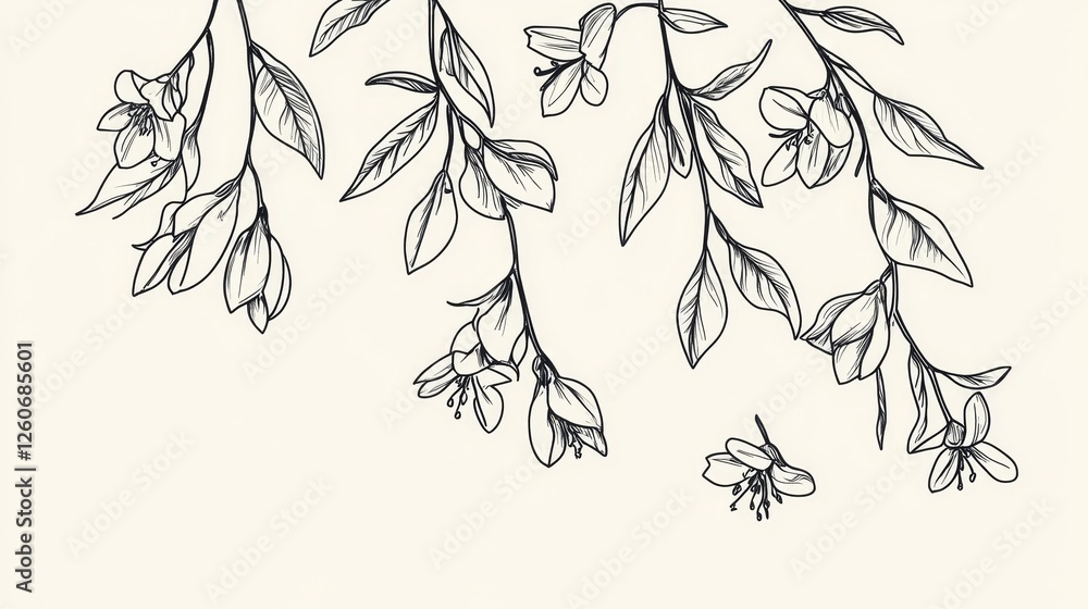 Sampaguita Line Drawing Floral Design - Elegant line art of sampaguita ...