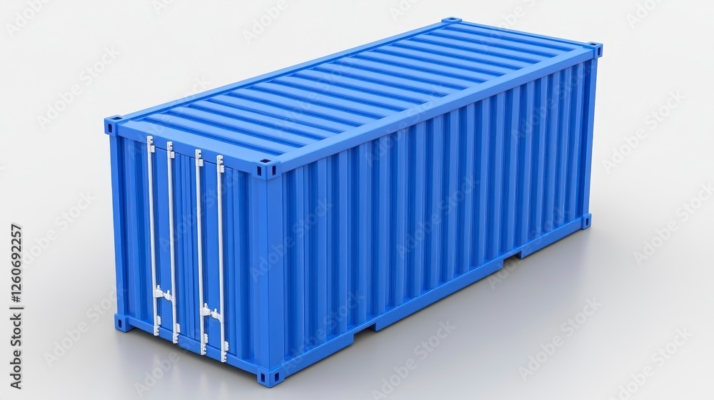 3d model of a light blue shipping container, with a plain white ...