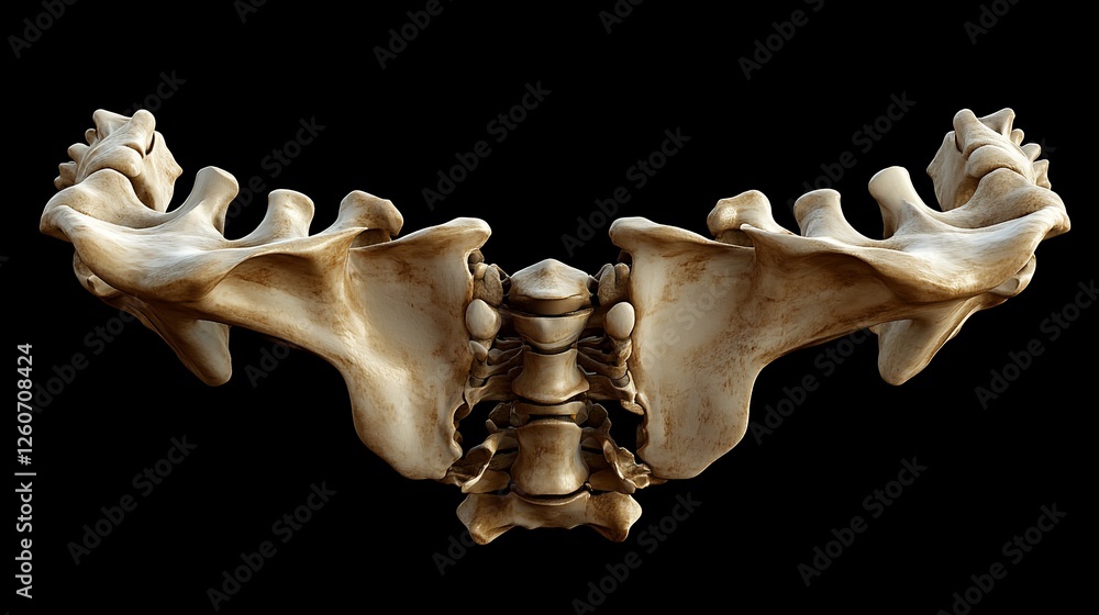 Dog Pelvis Bone Anatomy, Posterior View, Black Background, Veterinary ...