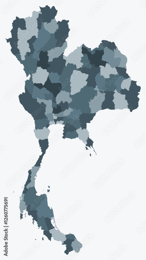 Map of Thailand with regions. Just a simple country border map with ...