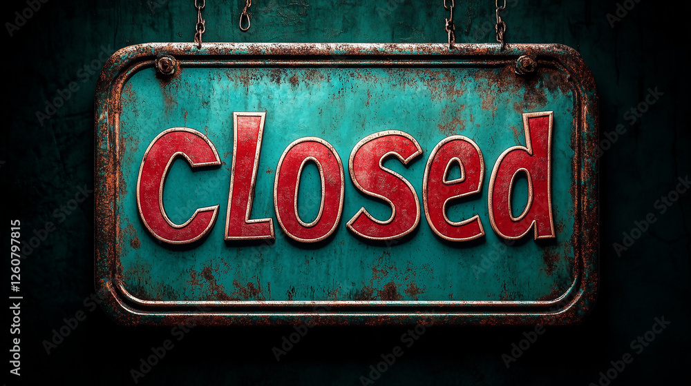 vintage closed sign on a rustic wooden door of an old shop with ...
