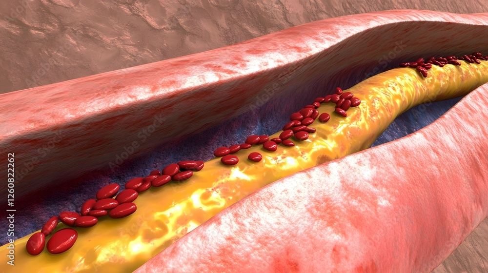 Detailed cross section view of human heart artery displaying the ...