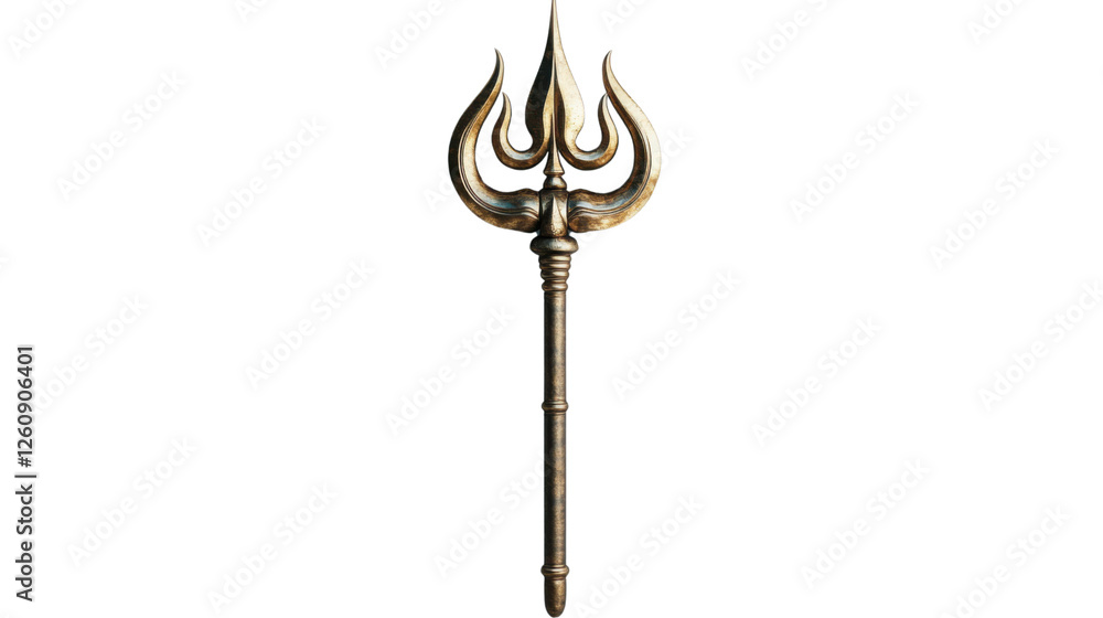 Golden trishul, hindu symbol of lord shiva, on transparent background ...