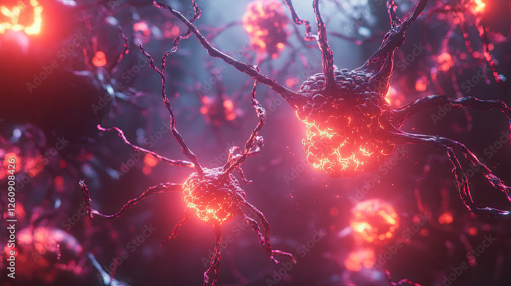 Ultra-detailed rendering of brain neurons with an electric glow effect, highlighting the ...