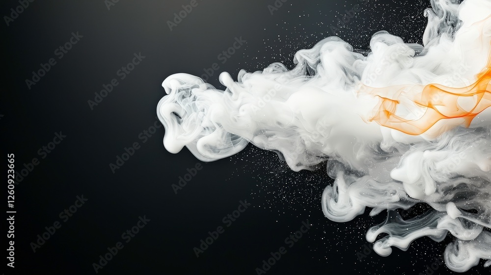 Abstract white smoke swirling chaos dark background ethereal fluid ...